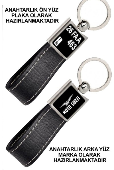 Promosyon Denizi Ön Yüz Motoguzzi Logolu Arka Yüz Plakanıza Özel Siyah Anahtarlık