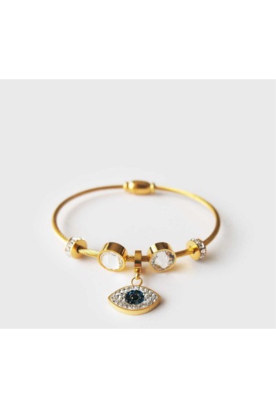 Burak Pandora Taşlı Göz Gold Altın Kaplama Çelik Bileklik Burak Pandora Taşlı Göz Gold Altın Kaplama Çelik Bileklik