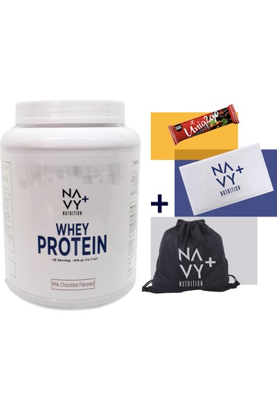 Navy Plus Nutrition Whey Protein Tozu 416 gr Sütlü Çikolata Aromalı + Askılı Çanta + Protein Bar + Antrenman Havlusu Hediye Navy Plus Nutrition Whey Protein Tozu 416 gr Sütlü Çikolata Aromalı + Askılı Çanta + Protein Bar + Antrenman Havlusu Hediye