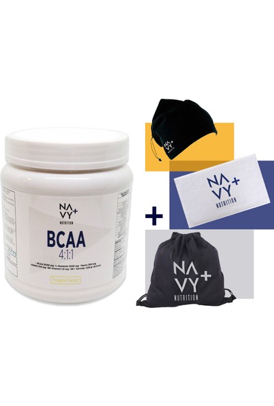 Navy Plus Nutrition Bcaa 4:1:1 228 gr Ananas Aromalı + Askılı Çanta + Antrenman Havlusu + Boyunluk Bere Hediye Amino Asit Navy Plus Nutrition Bcaa 4:1:1 228 gr Ananas Aromalı + Askılı Çanta + Antrenman Havlusu + Boyunluk Bere Hediye Amino Asit