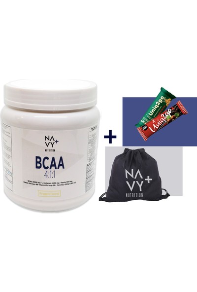 Navy Plus Nutrition Bcaa 4:1:1 228 gr Ananas Aromalı + 2x Protein Bar + Askılı Çanta Hediye Amino Asit Navy Plus Nutrition Bcaa 4:1:1 228 gr Ananas Aromalı + 2x Protein Bar + Askılı Çanta Hediye Amino Asit