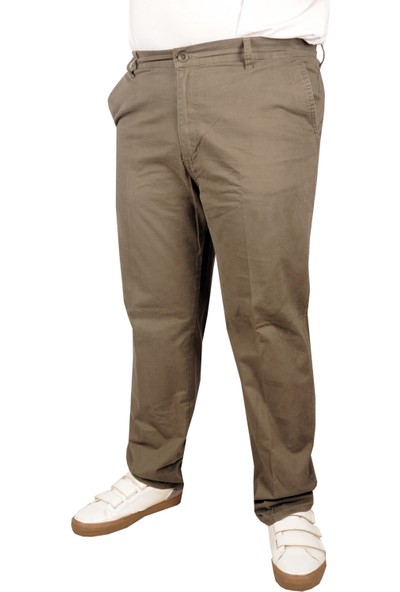 ModeXL Büyük Beden Erkek Gabardin Pantolon 21002 Sütlükahve