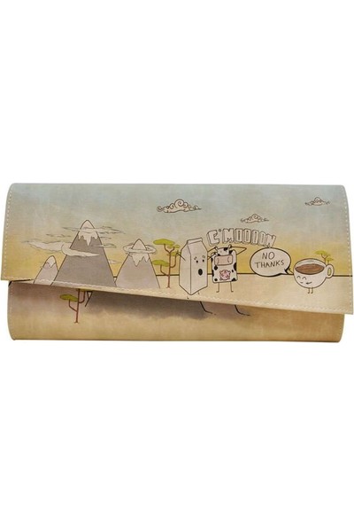 Dogo Nooooo / Tasarım Baskılı Vegan / Clutch Kadin Canta