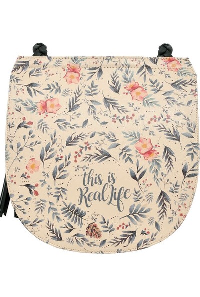 Real Life / Tasarım Baskılı Vegan / Ivy Bag Kadin Canta
