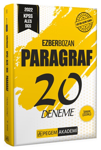Pegem Akademi Yayıncılık 2022 KPSS ALES DGS Paragraf 20 Deneme Pegem Akademi Yayıncılık 2022 KPSS ALES DGS Paragraf 20 Deneme