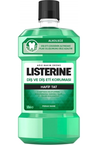 Listerine Ağız Gargarası Diş ve Diş Eti Koruması Hafif Tat (Ferah Nane) 500ML Listerine Ağız Gargarası Diş ve Diş Eti Koruması Hafif Tat (Ferah Nane) 500ML