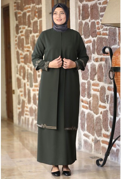 Buse Tesettür Abiye Haki Amine Hüma