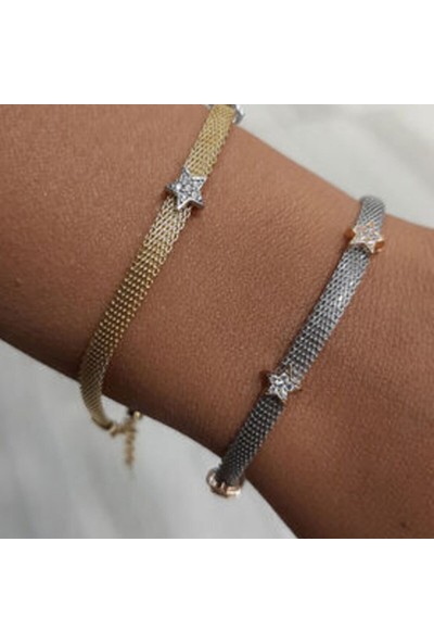 Fiyonk Kuyumculuk 14 Ayar Altın Italyan Örme 3 Yıldız Bileklik