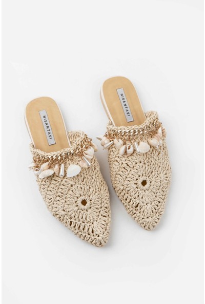 Lisa Bej Örgü Deniz Kabuğu Detaylı Kadın Terlik Lisa Bej Örgü Deniz Kabuğu Detaylı Kadın Terlik