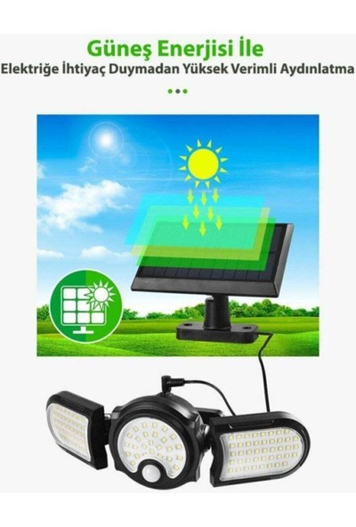 Evdeki Çarşı Solar Güneş Enerjili 112 Ledli Hareket Sensörlü Büyük Boy Bahçe Aydınlatma Sokak Lambası Evdeki Çarşı Solar Güneş Enerjili 112 Ledli Hareket Sensörlü Büyük Boy Bahçe Aydınlatma Sokak Lambası