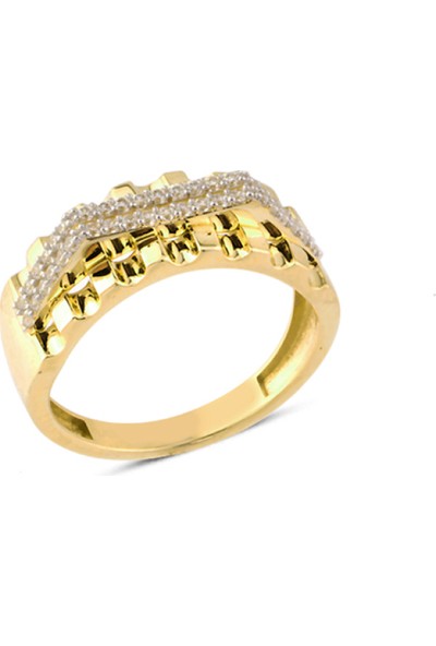 Harem Altın 14 Ayar Altın Çift Sıra Taşlı Fantezi Yüzük YZK124B Harem Altın 14 Ayar Altın Çift Sıra Taşlı Fantezi Yüzük YZK124B