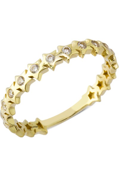 Harem Altın 14 Ayar Altın Beyaz Yıldız Taşlı Yüzük YZK111A