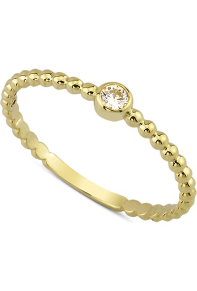 Harem Altın 14 Ayar Altın Top Kollu Tektaş Yüzük YZK046