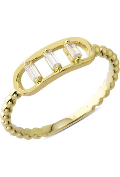 Harem Altın 14 Ayar Altın Üç Baget Taşlı Yüzük YZK106