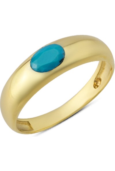 Harem Altın 14 Ayar Altın Mavi Taşlı Sıvama Yüzük YZK219