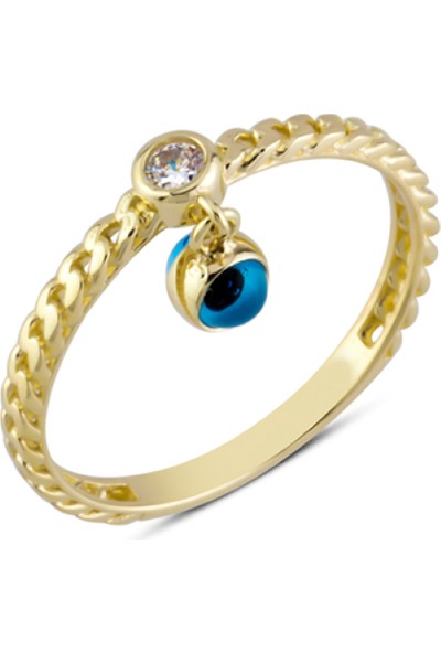 Harem Altın 14 Ayar Altın Sallantılı Göz Boncuğu Yüzük YZK354