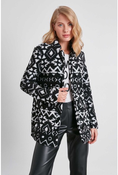 Vitrin Etnik Desenli Teddy Kürk Ceket