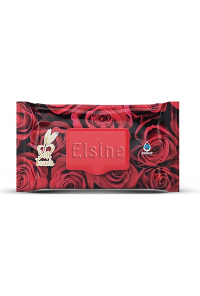 Elsine Red Rose Islak Havlu Mendil 90'lı Kapaklı Gül Kokulu
