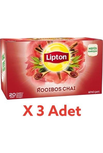 Lipton Rooibos Chai Bardak Poşet Bitki Çayı 20LI x 3 Adet Lipton Rooibos Chai Bardak Poşet Bitki Çayı 20LI x 3 Adet