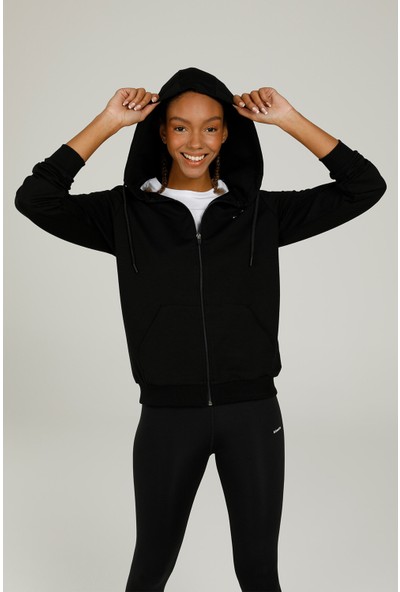 Kinetix SN85 Basic Full Zıp Hoodı Siyah Kadın Eşofman Üstü