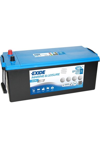 Akü Exıde EP1200 12V 140 Ah 700A Dual Agm Automotıve Double Without Blue Lıght D04 513×189×223 Akü Exıde EP1200 12V 140 Ah 700A Dual Agm Automotıve Double Without Blue Lıght D04 513×189×223