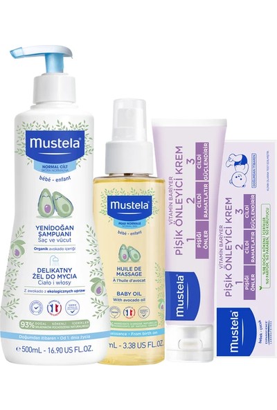 Mustela Favori Günlük Set -- Şampuan - Masaj Yağ- Pişik Krem 100 ml