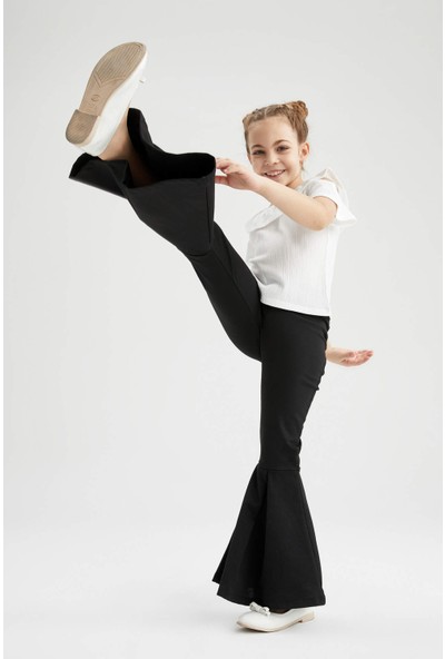 DeFacto Kız Çocuk Regular Fit İspanyol Paça Pantolon W9073A622SM