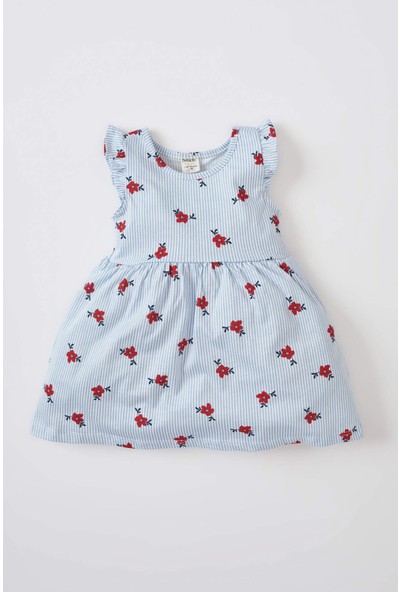 DeFacto Kız Bebek Regular Fit Çiçek Desenli Pamuklu Kolsuz Elbise X1951A222SP