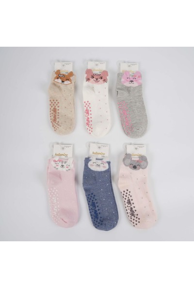Katamino Minibe 3'lü Kaydırmaz Taban Kız Çocuk Soket Çorap