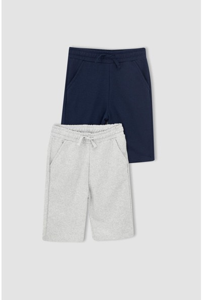 DeFacto Erkek Çocuk Esnek Belli Bağcıklı 2'li Bermuda Şort X4256A622SP