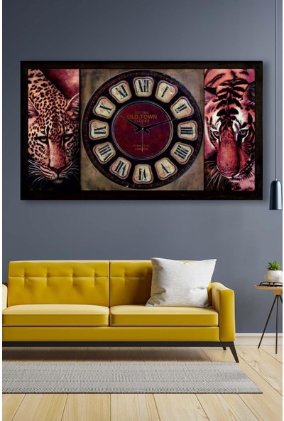 Fupe Shop Duvar Saati - 552437 - Dekoratif Duvar Saati Kanvas Tablo 100 x 70 x 4