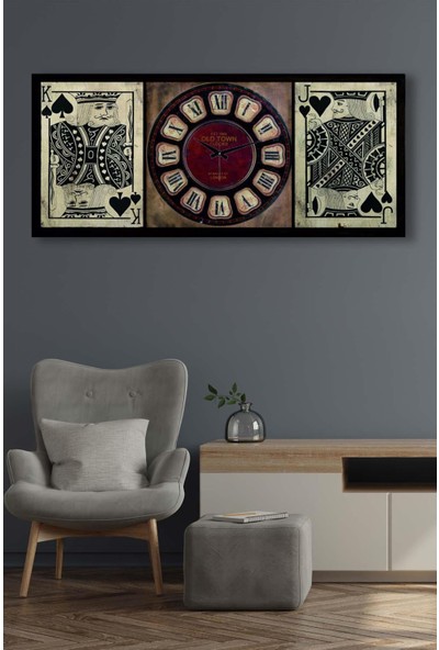 Fupe Shop Duvar Saati - 122897 - Dekoratif Duvar Saati Kanvas Tablo 100 x 60 x 4