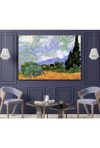 Tabloçek Kanvas Tablo - Vincent Van Gogh - Buğday Tarlası - Selvili
