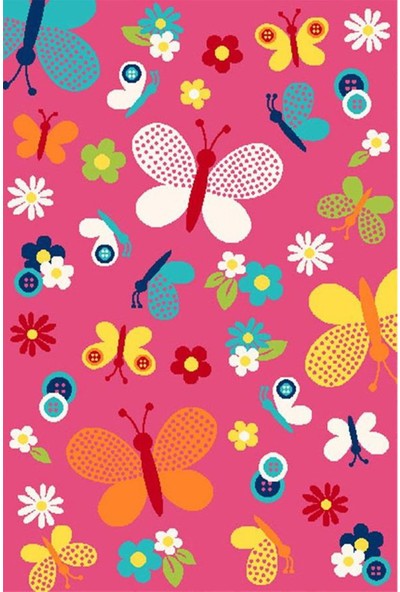 Albika Home Sanat Halı Çocuk 01101 Pembe Kelebekli Kız Çocuk Odası Halısı Albika Home Sanat Halı Çocuk 01101 Pembe Kelebekli Kız Çocuk Odası Halısı