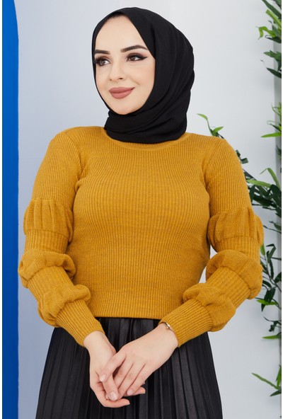 İmaj Butik Sosis Kol Yarım Boğaz Tesettür Kazak/hardal İmaj Butik Sosis Kol Yarım Boğaz Tesettür Kazak/hardal