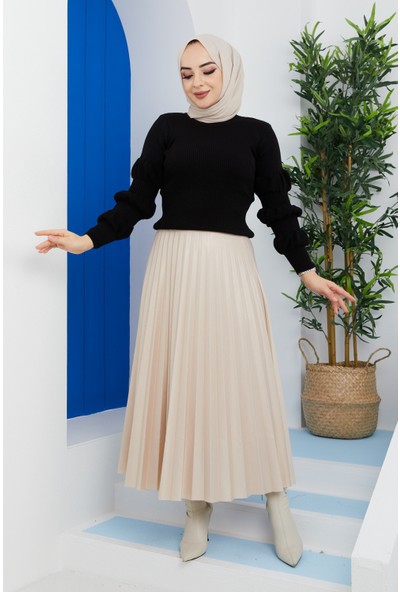 İmaj Butik Sosis Kol Yarım Boğaz Tesettür Kazak/siyah İmaj Butik Sosis Kol Yarım Boğaz Tesettür Kazak/siyah