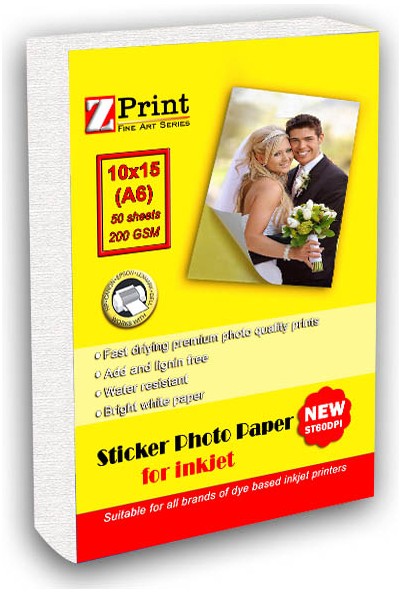 Zprint A6 Canon Yazıcılar Için Yapışkanlı Sticker Fotoğraf Kağıdı 10 x 15 50 Yaprak 200 Gram Zprint A6 Canon Yazıcılar Için Yapışkanlı Sticker Fotoğraf Kağıdı 10 x 15 50 Yaprak 200 Gram
