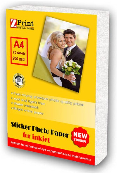 Zprint Epson Yazıcılar Için Yapışkanlı Sticker Fotoğraf Kağıdı A4 20 Yaprak 200 Gram Zprint Epson Yazıcılar Için Yapışkanlı Sticker Fotoğraf Kağıdı A4 20 Yaprak 200 Gram