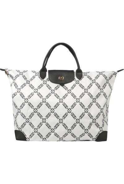 Th Bags Kadın Seyahat Çantası TH-UG2011 Logo Print Beyaz Th Bags Kadın Seyahat Çantası TH-UG2011 Logo Print Beyaz