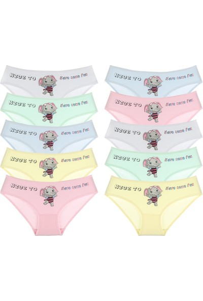 Donella 10'lu Renkli Fil Baskılı Kız Çocuk Külot - 415057