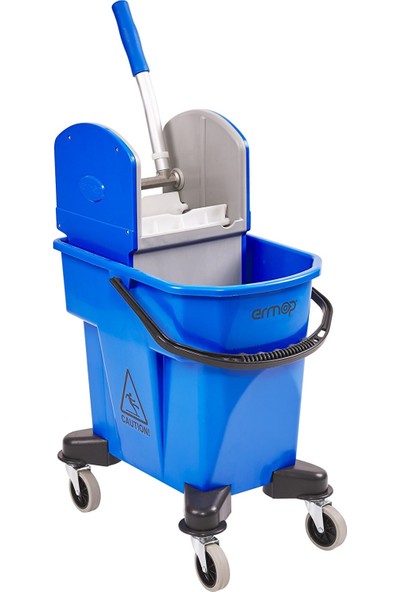Ermop Yüzey Temizlik Arabası Tek Bölmeli Presli Kova Plastik Mavi