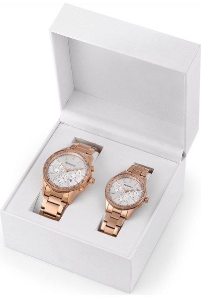 Ferrucci Rosegold Çelik Sevgili Çift Saat Kombin