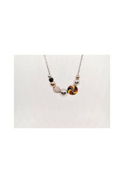 Orhan Güneş Gümüş Şans Charmlı Mineli Gümüş Kolye