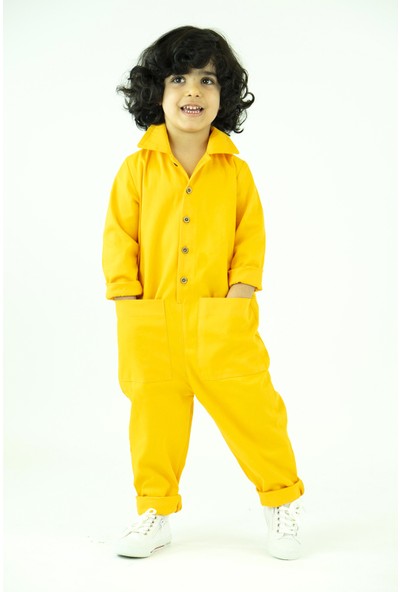 Catz Kids - Sarı Mevsimlik Pamuklu Yakalı ve Cepli Tulum Catz Kids - Sarı Mevsimlik Pamuklu Yakalı ve Cepli Tulum