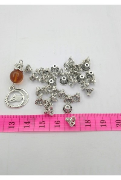 Ztt Metal Tesbih Püskül Taş Kapama Aparatı 50 Adet Gümüş Renk