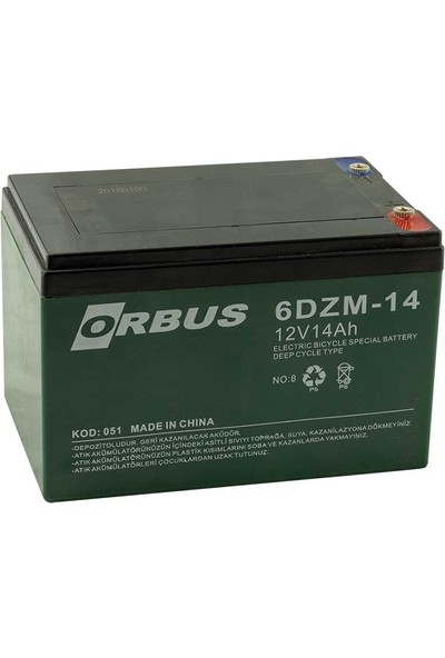 Orbus Akü 12 Volt 14 Amper Orbus / Kıjo ( 150 x 97 x 95 mm ) (Elektrikli Bisiklet Aküsü) Orbus Akü 12 Volt 14 Amper Orbus / Kıjo ( 150 x 97 x 95 mm ) (Elektrikli Bisiklet Aküsü)