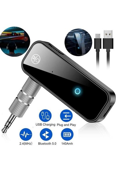 Faween C28 Bluetooth 5.0 Aux Araç Kiti Ses Alıcısı Verici Çift Yönlü