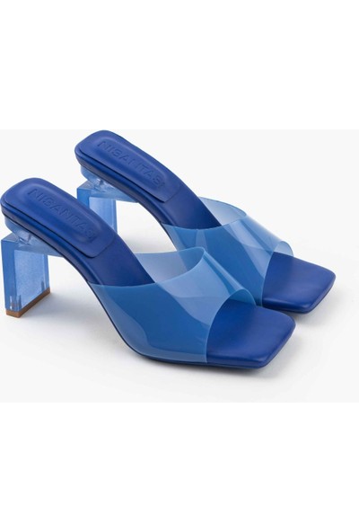 Nişantaşı Shoes Alexis Saks Mavi Şeffaf Bant Detay Kadın Topuklu Terlik Nişantaşı Shoes Alexis Saks Mavi Şeffaf Bant Detay Kadın Topuklu Terlik