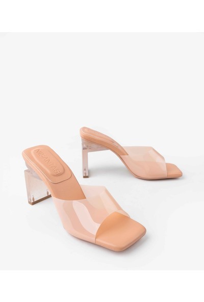 Nişantaşı Shoes Alexis Yavruağzı Şeffaf Bant Detay Kadın Topuklu Terlik Nişantaşı Shoes Alexis Yavruağzı Şeffaf Bant Detay Kadın Topuklu Terlik