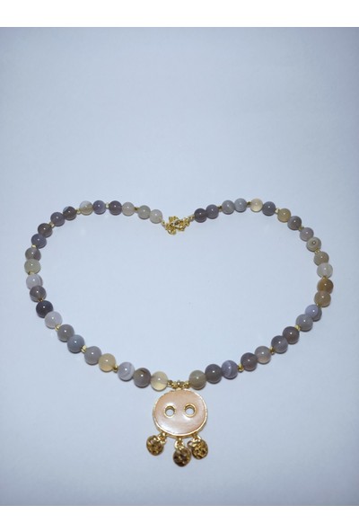 Dilerce Tasarım Doğal Taş Süryani Kadın Kolye